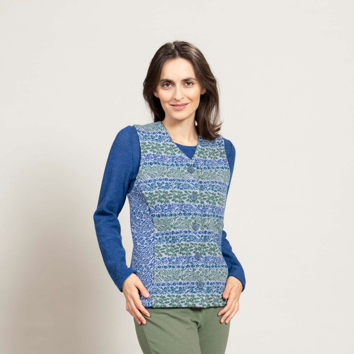 hofius | Weste mit Wiener Naht – Merinowolle – Jacquard